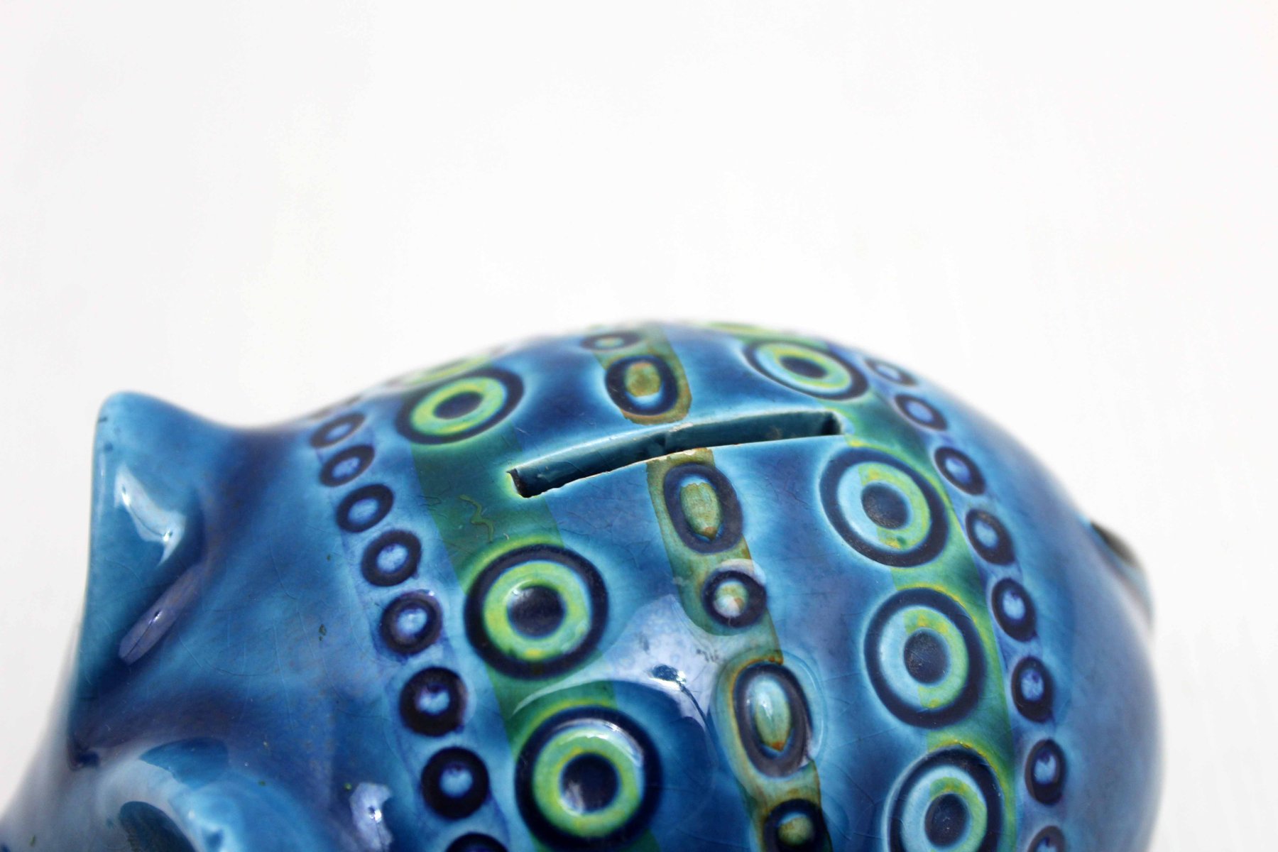 Zoomorphic Ceramic Pig Piggy Bank in Blue by Bitossi for Rimini ...