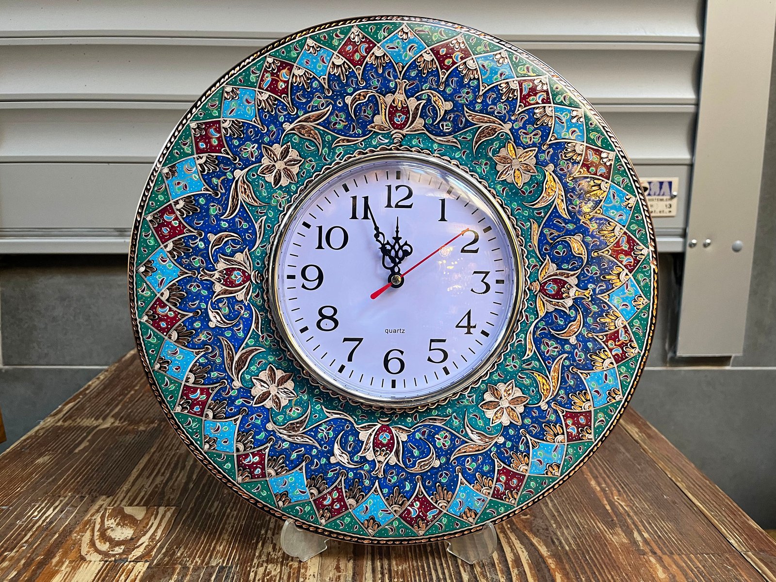 Handmade Copper Clock with Engraved Flowers for sale at Pamono