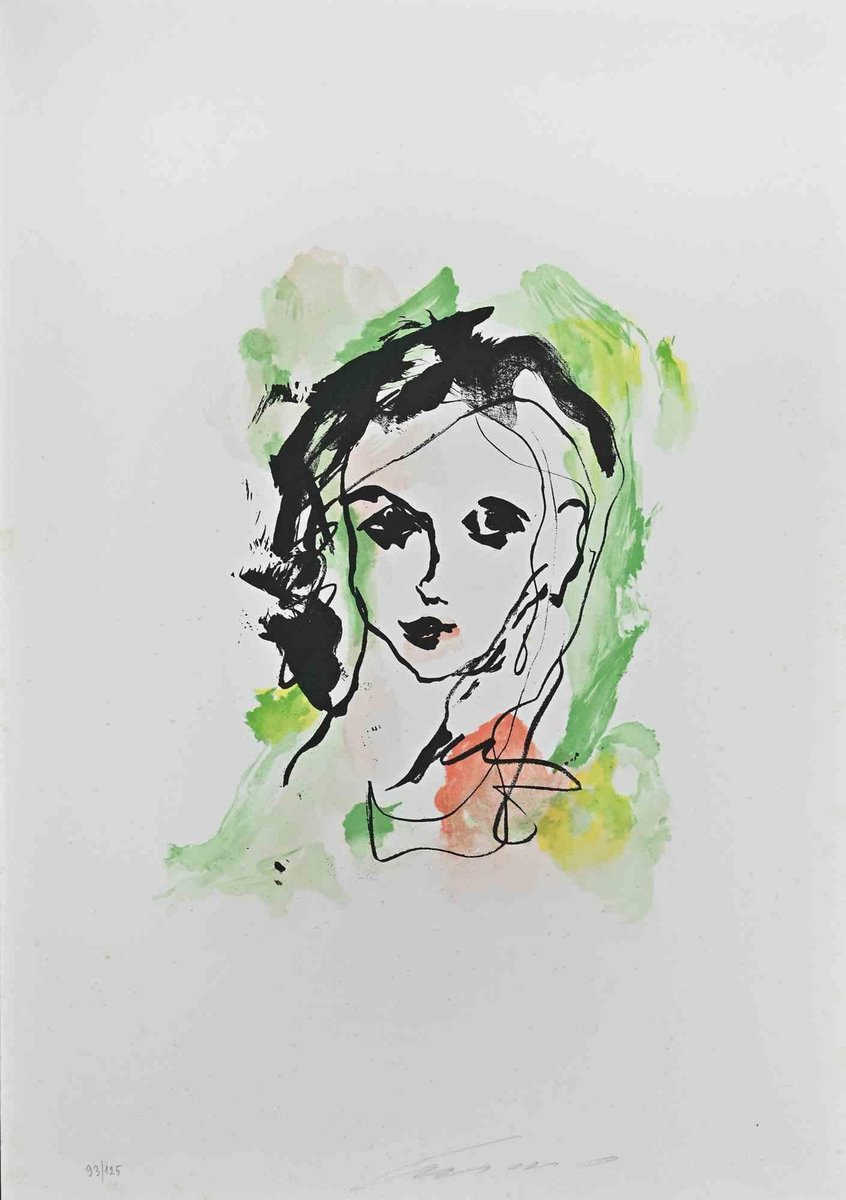 Ernesto Treccani, Portrait, Lithograph, 1973 for sale at Pamono