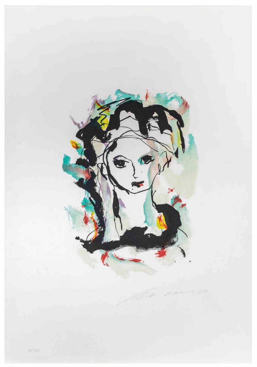Ernesto Treccani, Portrait, Lithograph, 1970s for sale at Pamono