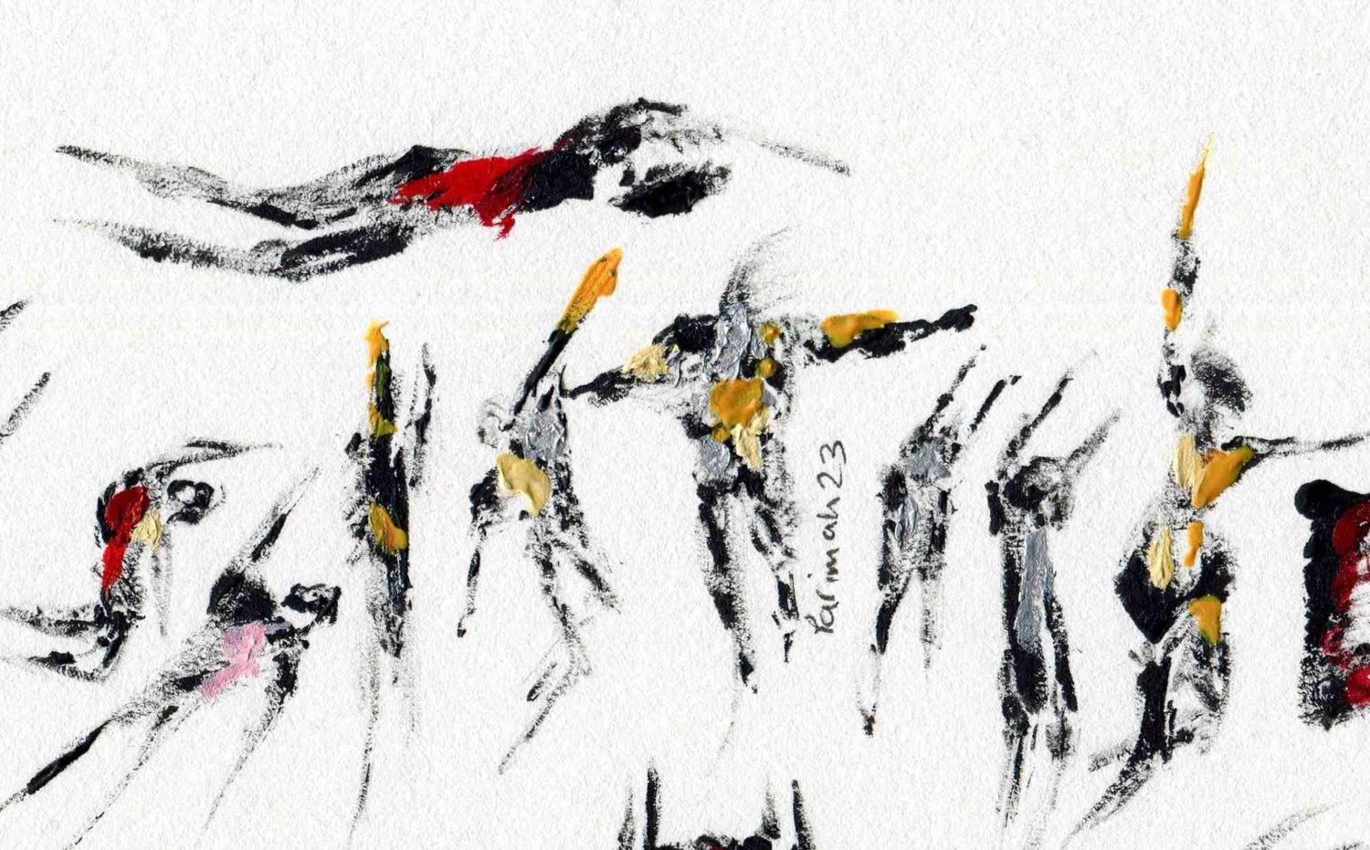 Parimah Avani, Red Dance Of Revolution, Ink & Acrylic Drawing, 2022 for ...