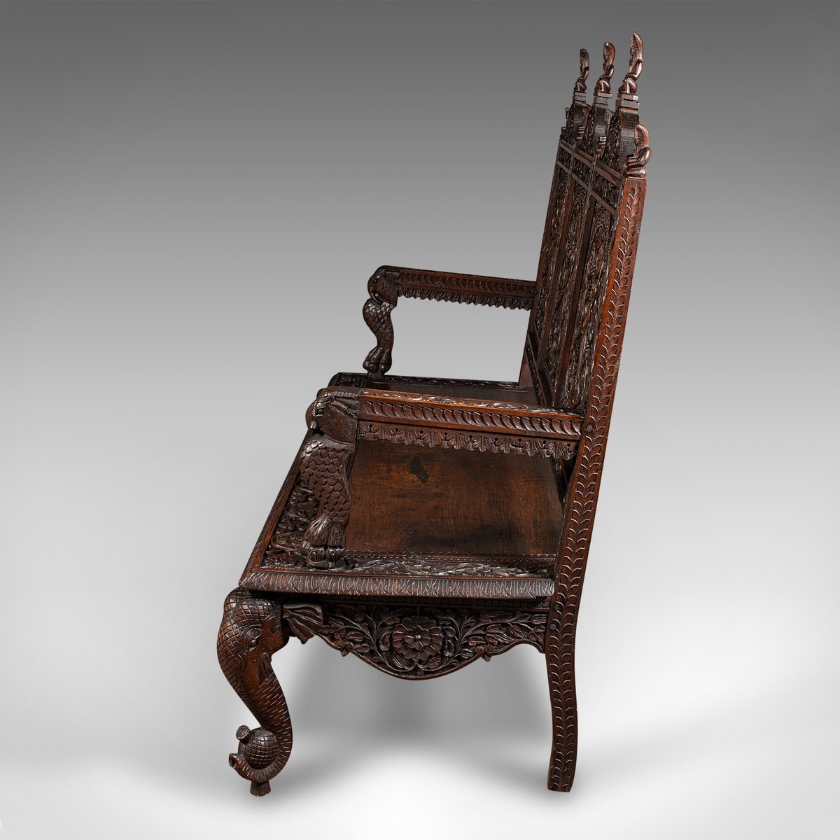 Large Victorian Teak 3 Seat Veranda Bench, Ceylon, 1880s for sale at Pamono