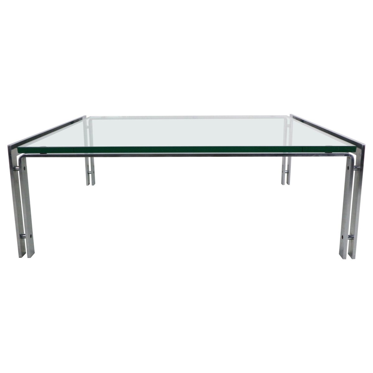 Large Dutch Metaform Steel & Glass Coffee Table attributed to Hank ...