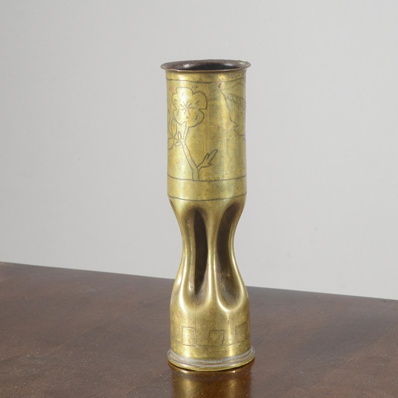 Military Bullet Vase in Worked and Engraved Brass for sale at Pamono