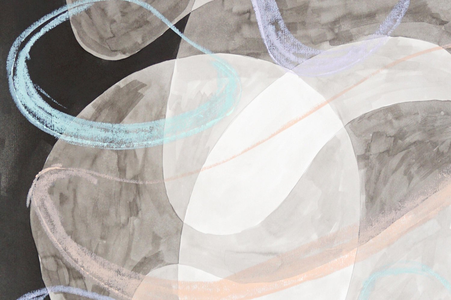 Ryan Rivadeneyra, Abstract Floating Overlapping Shapes, 2024, Acrylic on Paper for sale at Pamono