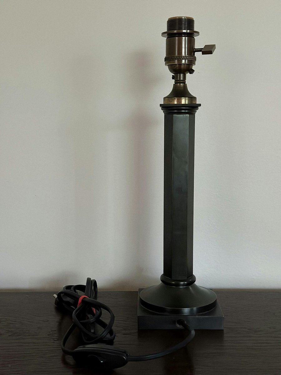 Neoclassical Table Lamp in Patinated Metal, 1940s for sale at Pamono