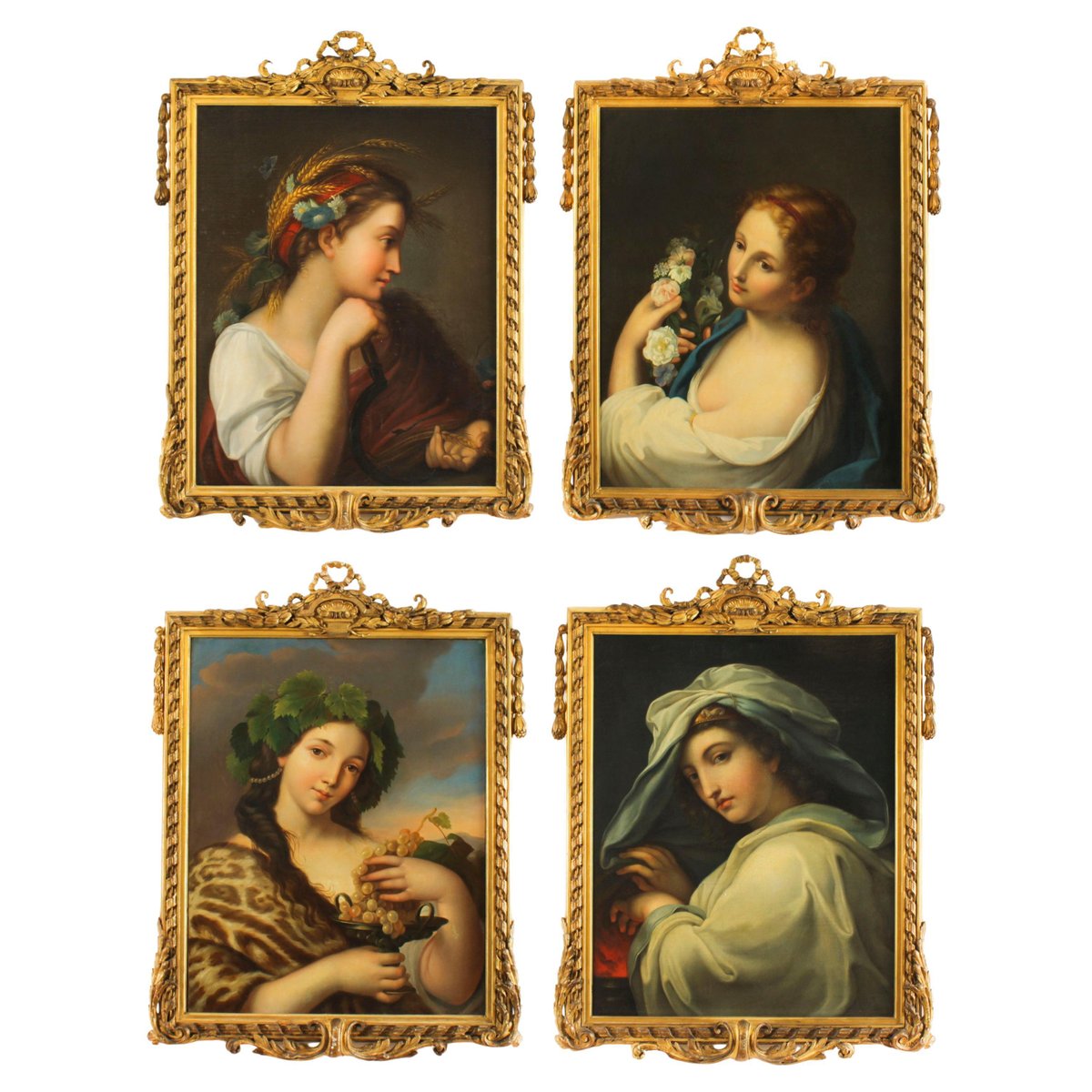 After Giuseppe Mazzolini, Four Seasons, 19th Century, Oil Paintings ...