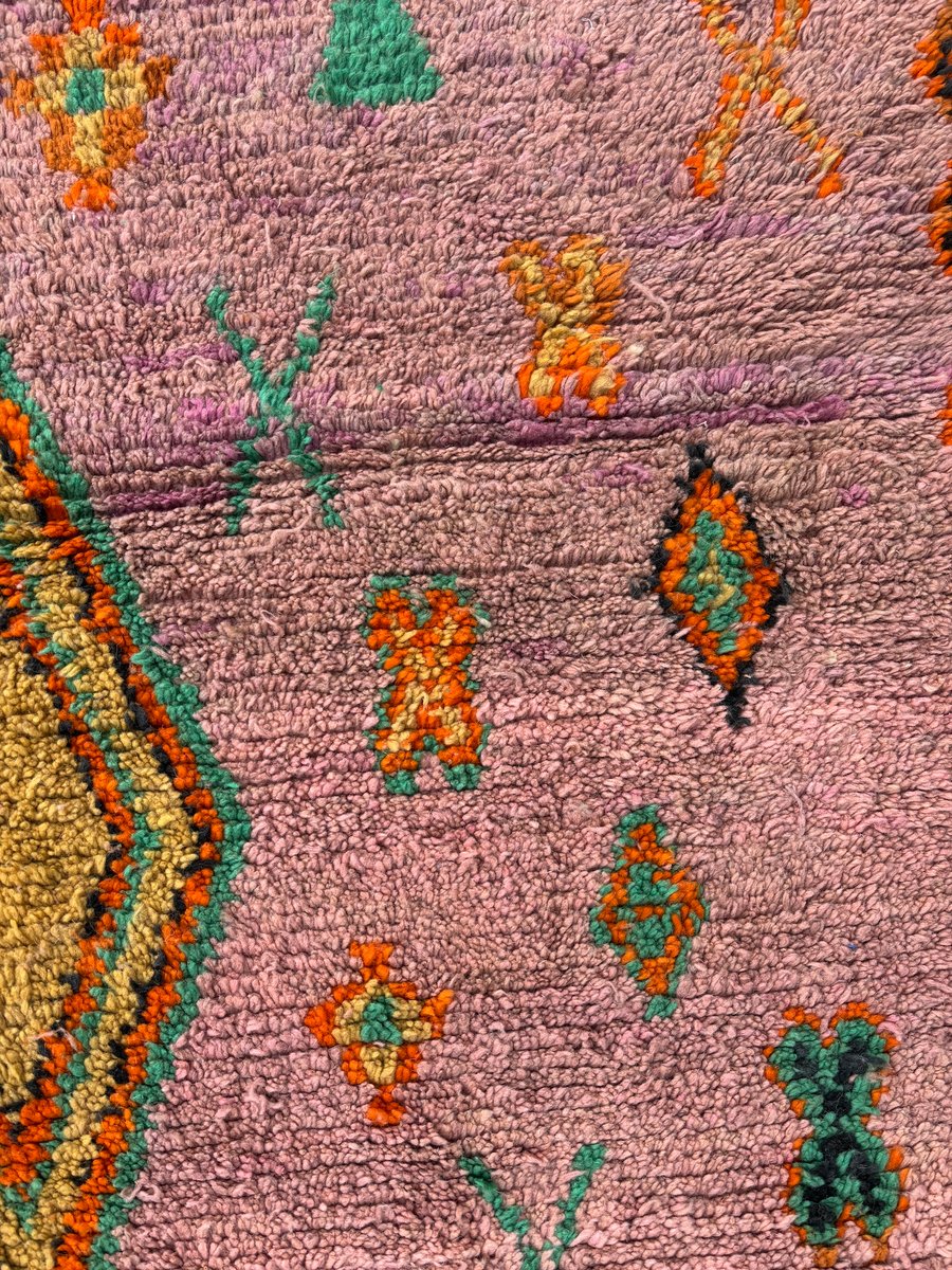 Moroccan Pink and Orange Handwoven Berber Wool Rug for sale at Pamono