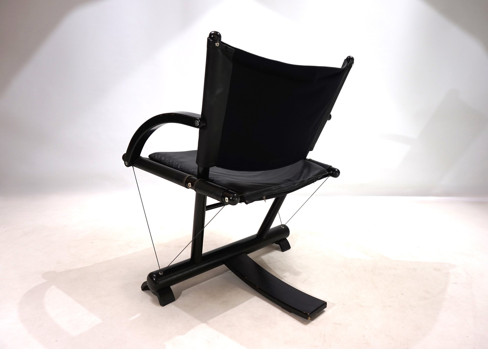 Vintage String Leather Lounge Chair from Weishäupl Werkstätten, 1980 ...
