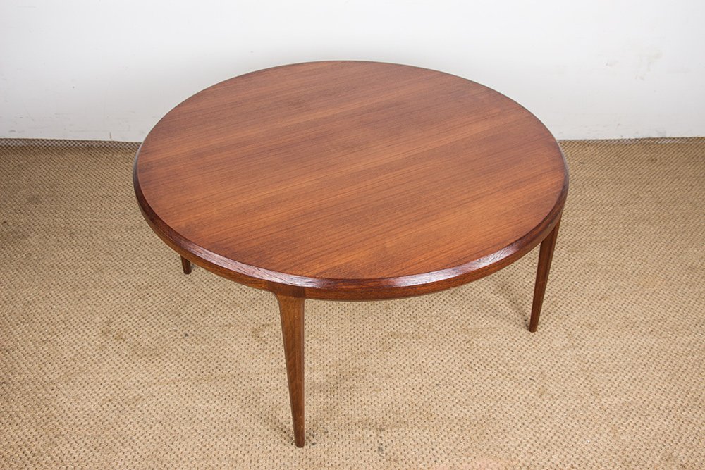 Large Danish Round Teak Coffee Table Model 283 by Johannes Andersen for CFC Silkeborg, 1960s for ...
