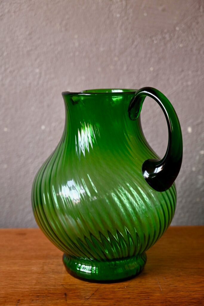 Large Jug in Spiral Green Glass for sale at Pamono