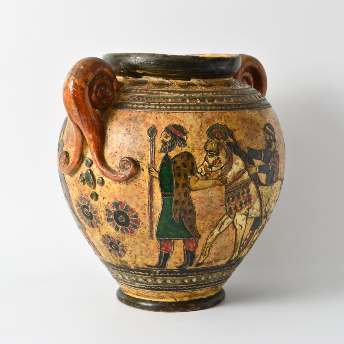 Italian Polychrome Pottery Vase from Pucci, 1930s for sale at Pamono