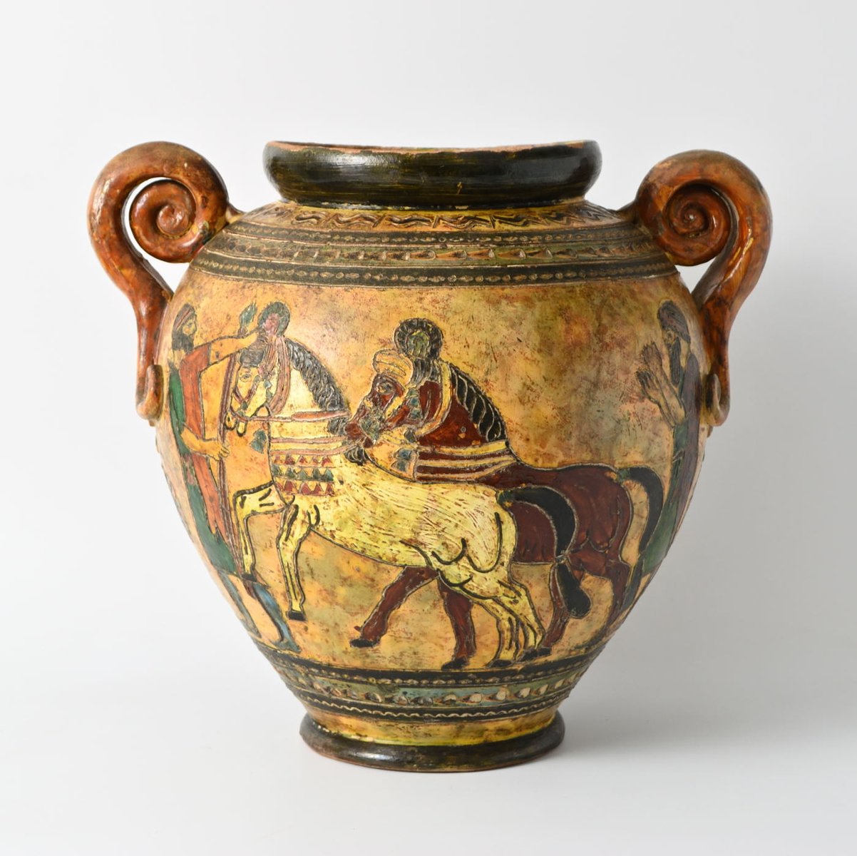Italian Polychrome Pottery Vase from Pucci, 1930s for sale at Pamono