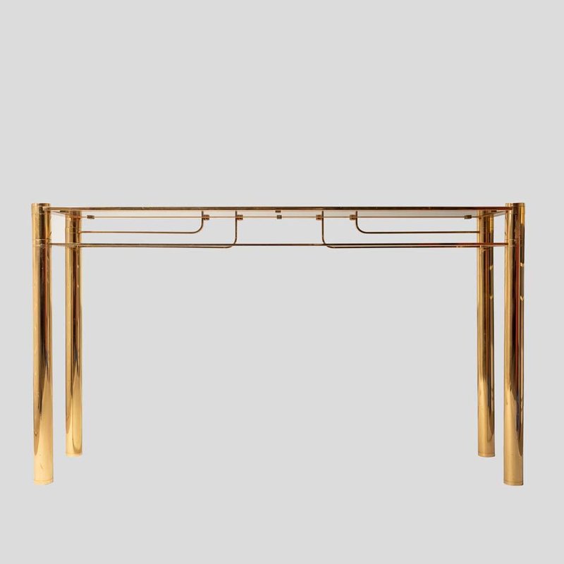 Vintage Gold Console with Smoked Glass Top, 1970s for sale at Pamono