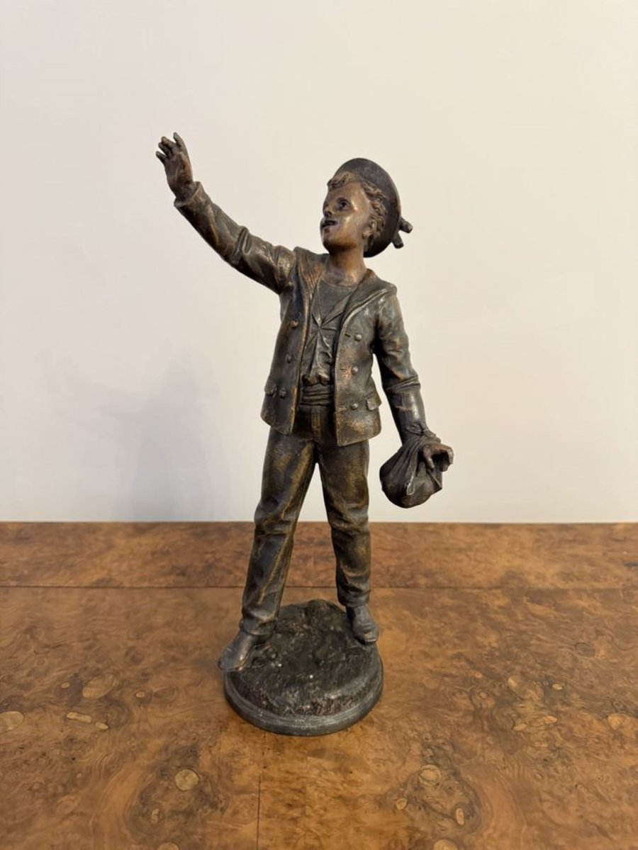 Antique French Spelter Figures, 1890, Set of 2 for sale at Pamono