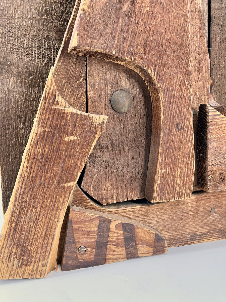 Manlio Mangano, Abstract Brutalist Relief, 1960s, Wood for sale at Pamono