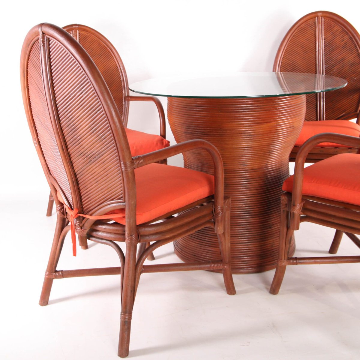 Vintage Rattan Dining Set, Set of 5 for sale at Pamono