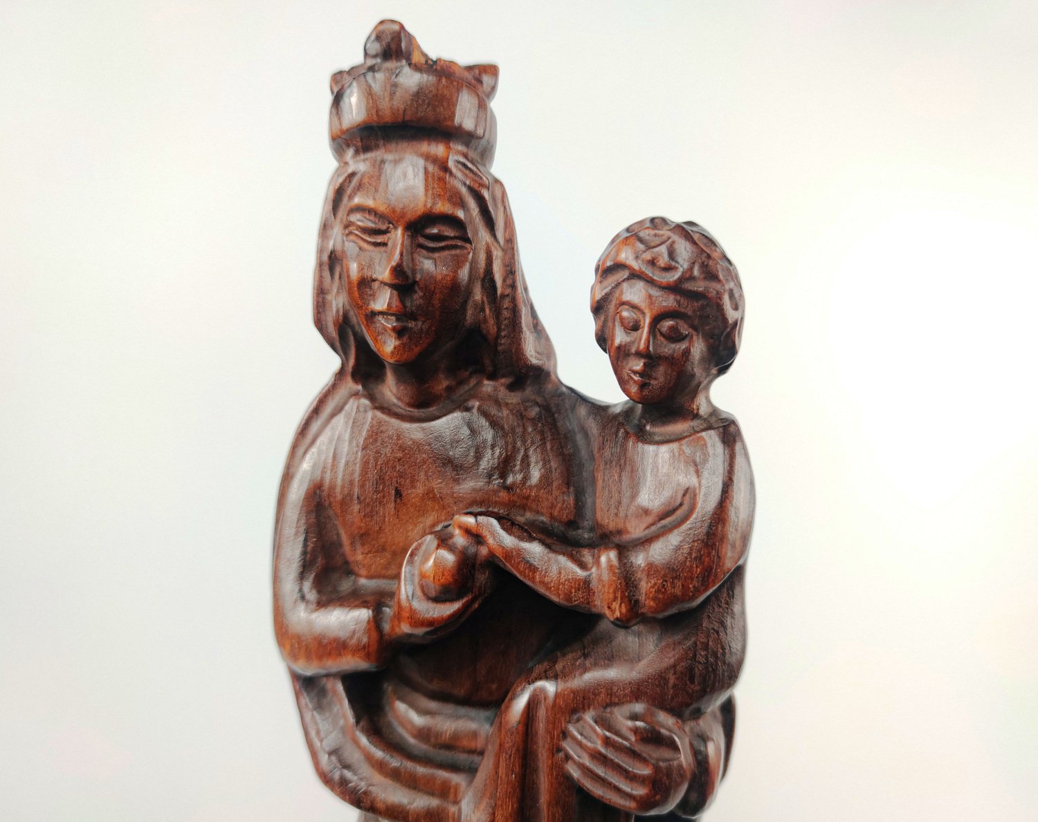 German Hand-Carved Black Forest Wooden Jesus & Mary Sculpture, 1920s ...