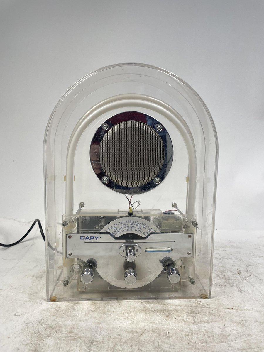 Radio Design in Acrylic Glass and Neon, 1980s for sale at Pamono