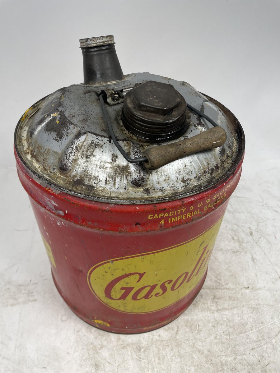 Vintage American Gasoline Petrol Can in Metal, 1940s for sale at Pamono