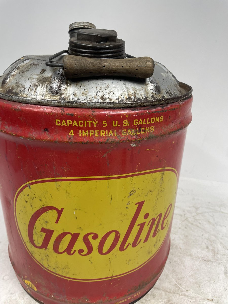 Vintage American Gasoline Petrol Can in Metal, 1940s for sale at Pamono