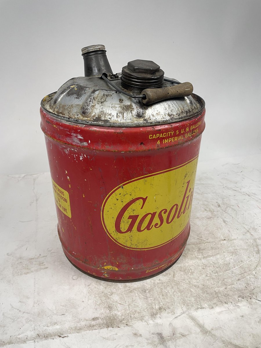 Vintage American Gasoline Petrol Can in Metal, 1940s for sale at Pamono