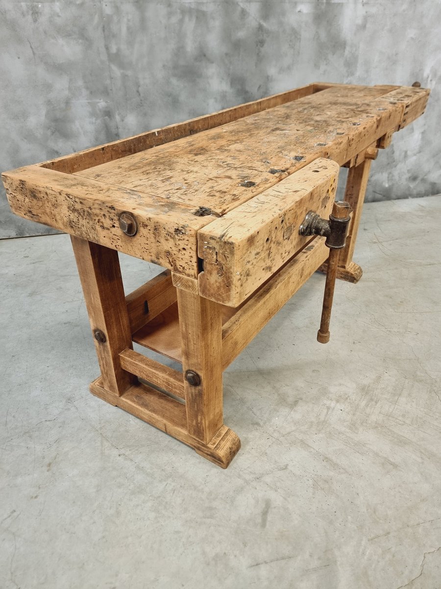 Workbench Side Table in Beech, 1930s for sale at Pamono