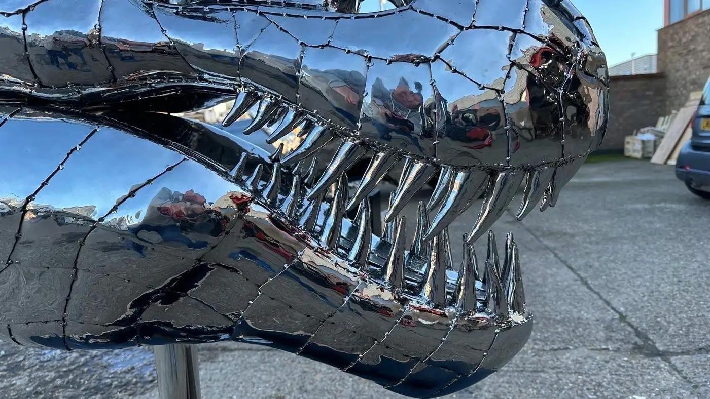 Tyrannosaurus Rex Sculpture in Stainless Steel for sale at Pamono