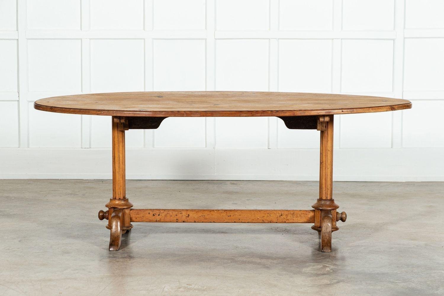 19th Century English Pine & Fruitwood Oval Dining Table, 1890s for sale ...