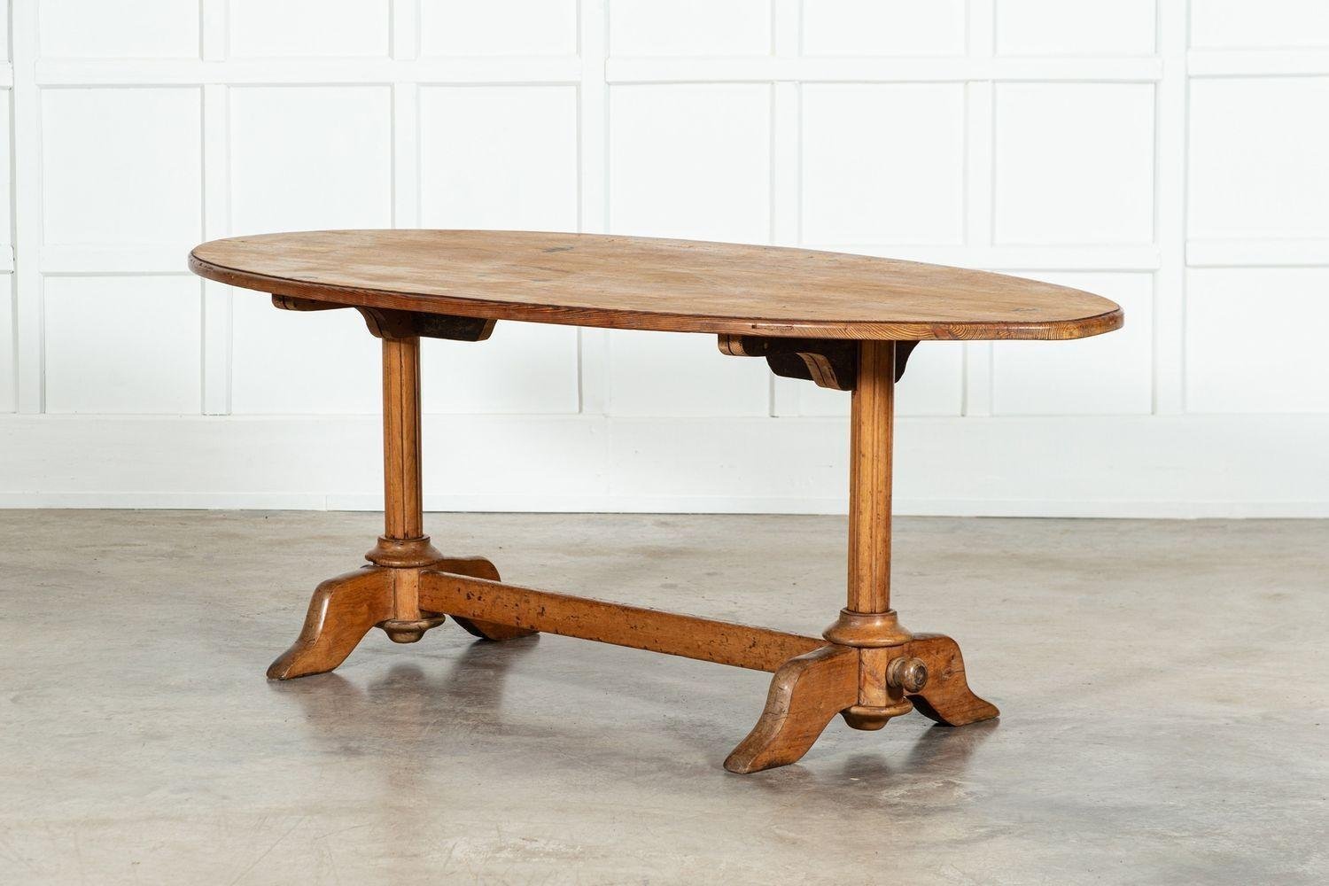 19th Century English Pine & Fruitwood Oval Dining Table, 1890s for sale ...