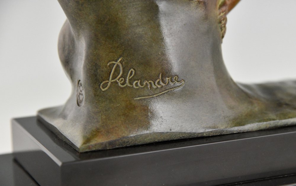 Robert Delandre, Scultura Art Deco in bronzo di 3 atleti: Allegoria ...