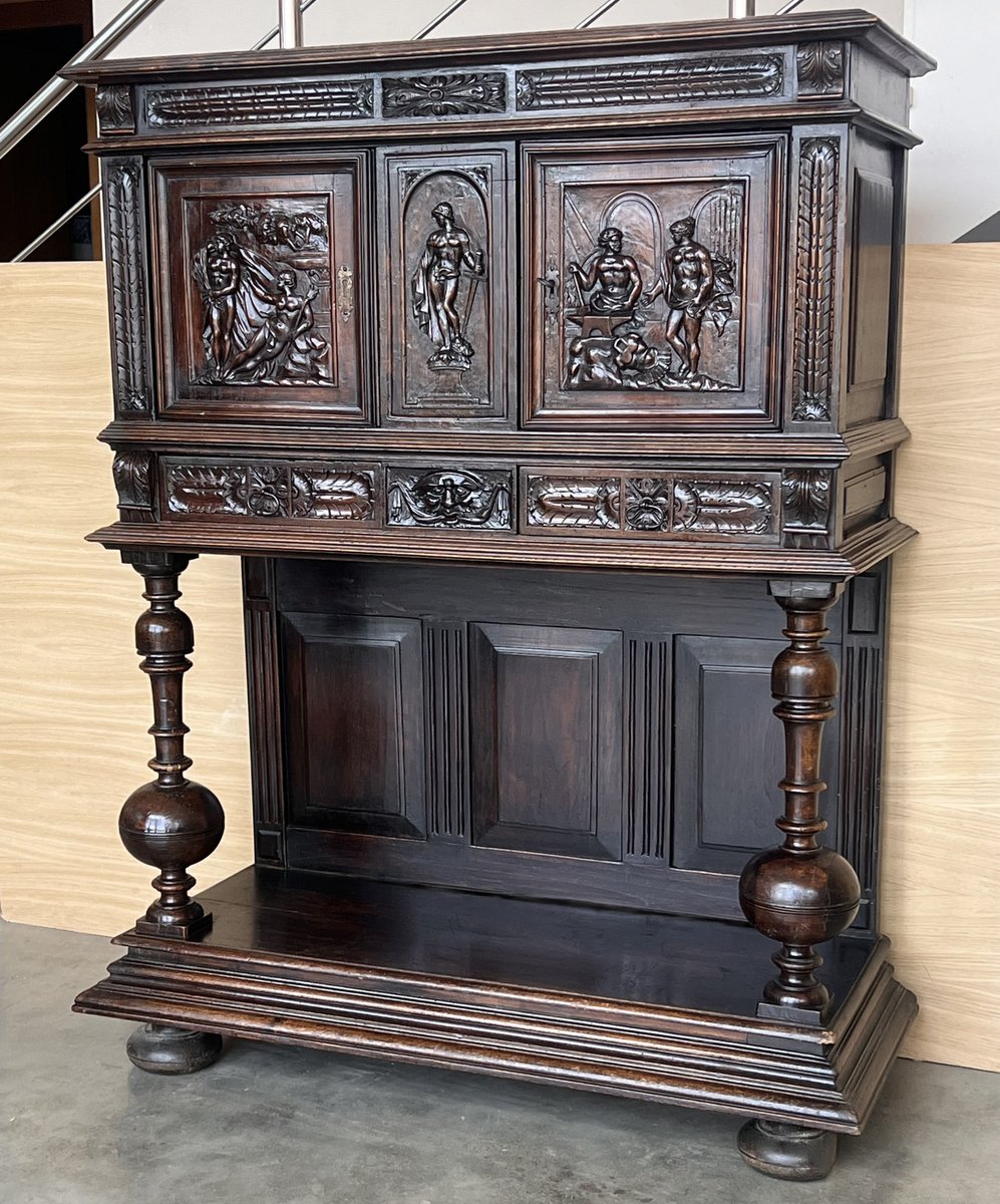 Antique Dutch Hand Carved Renaissance Raised Cabinet, 1890 for sale at ...