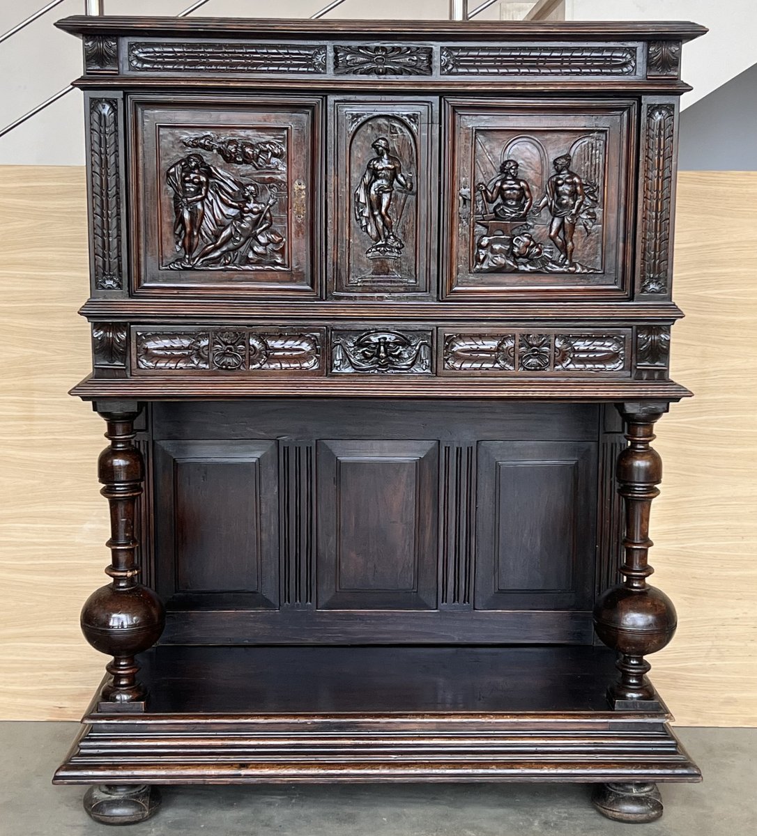 Antique Dutch Hand Carved Renaissance Raised Cabinet, 1890 for sale at ...