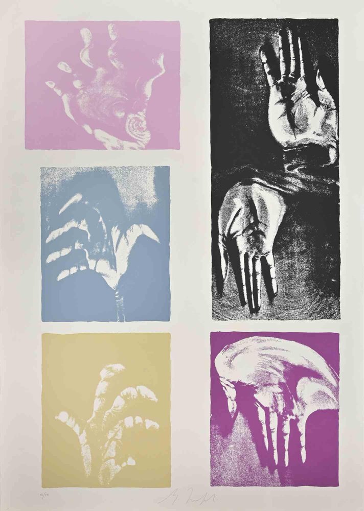Mino Trafeli, Hands, Lithograph, 1980s for sale at Pamono