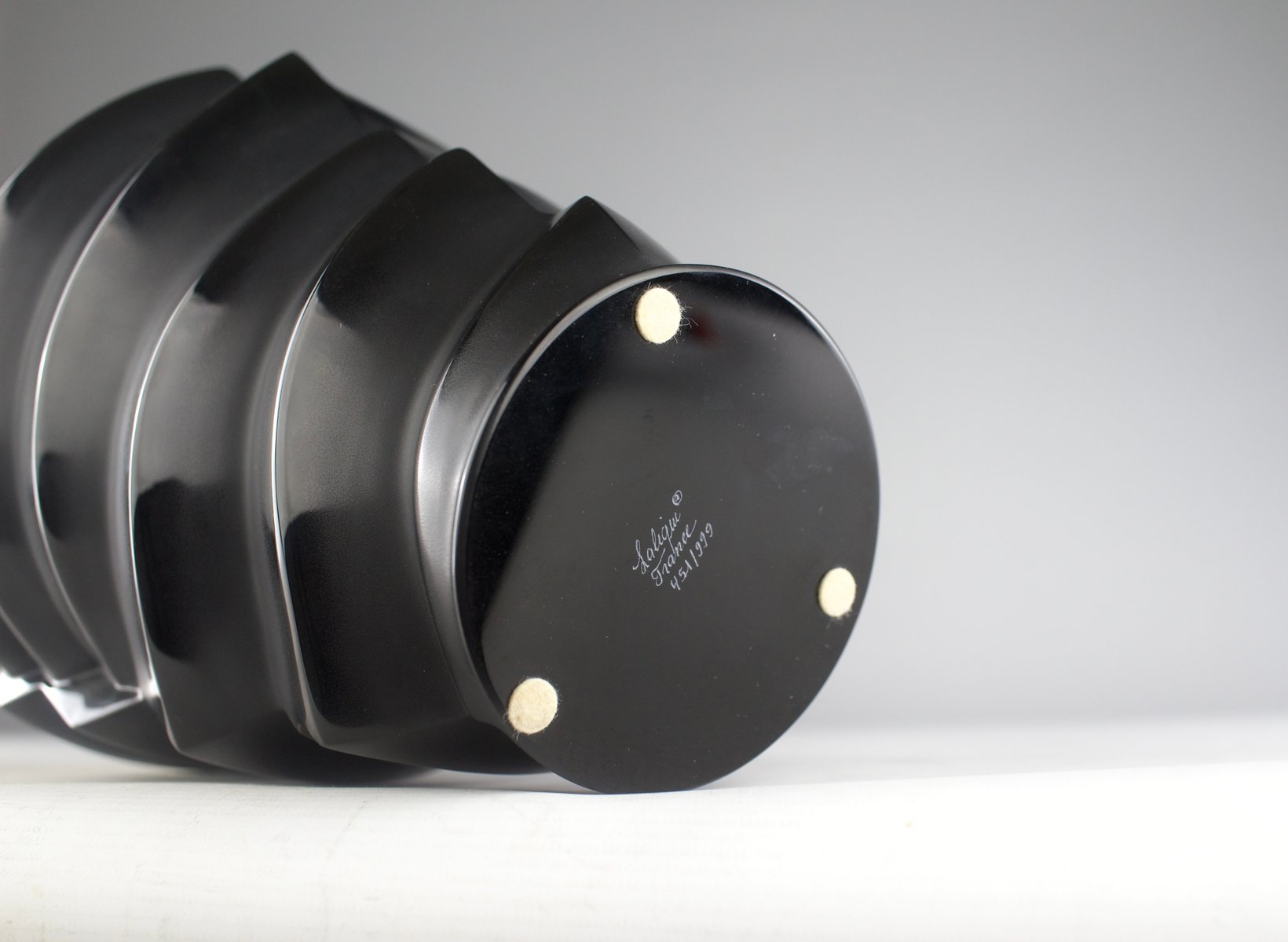 Limited Edition Black Crystal Dixie Vase by Lalique, France, 1990s for ...