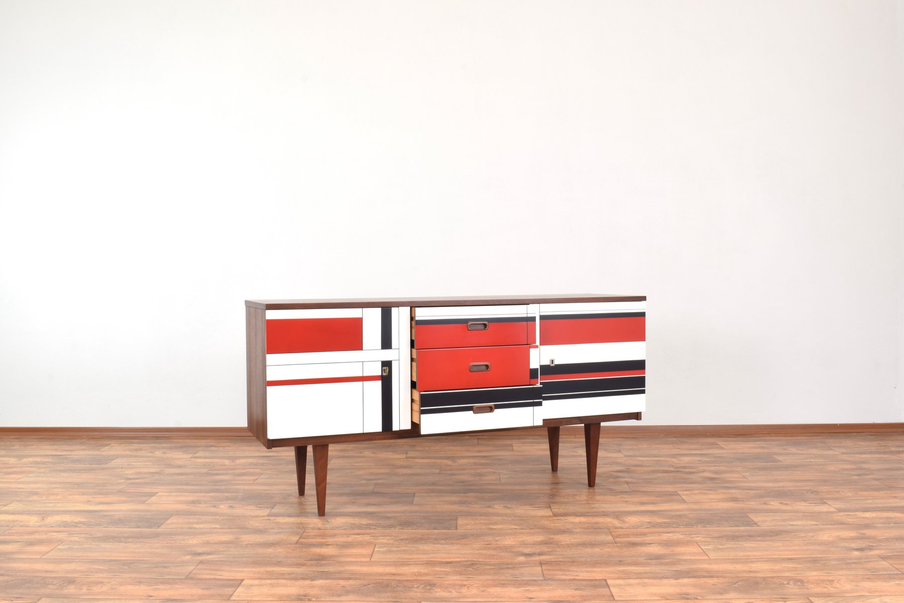 Mid-Century Walnut Sideboard with Hand-Painted Pattern, 1960s for sale ...