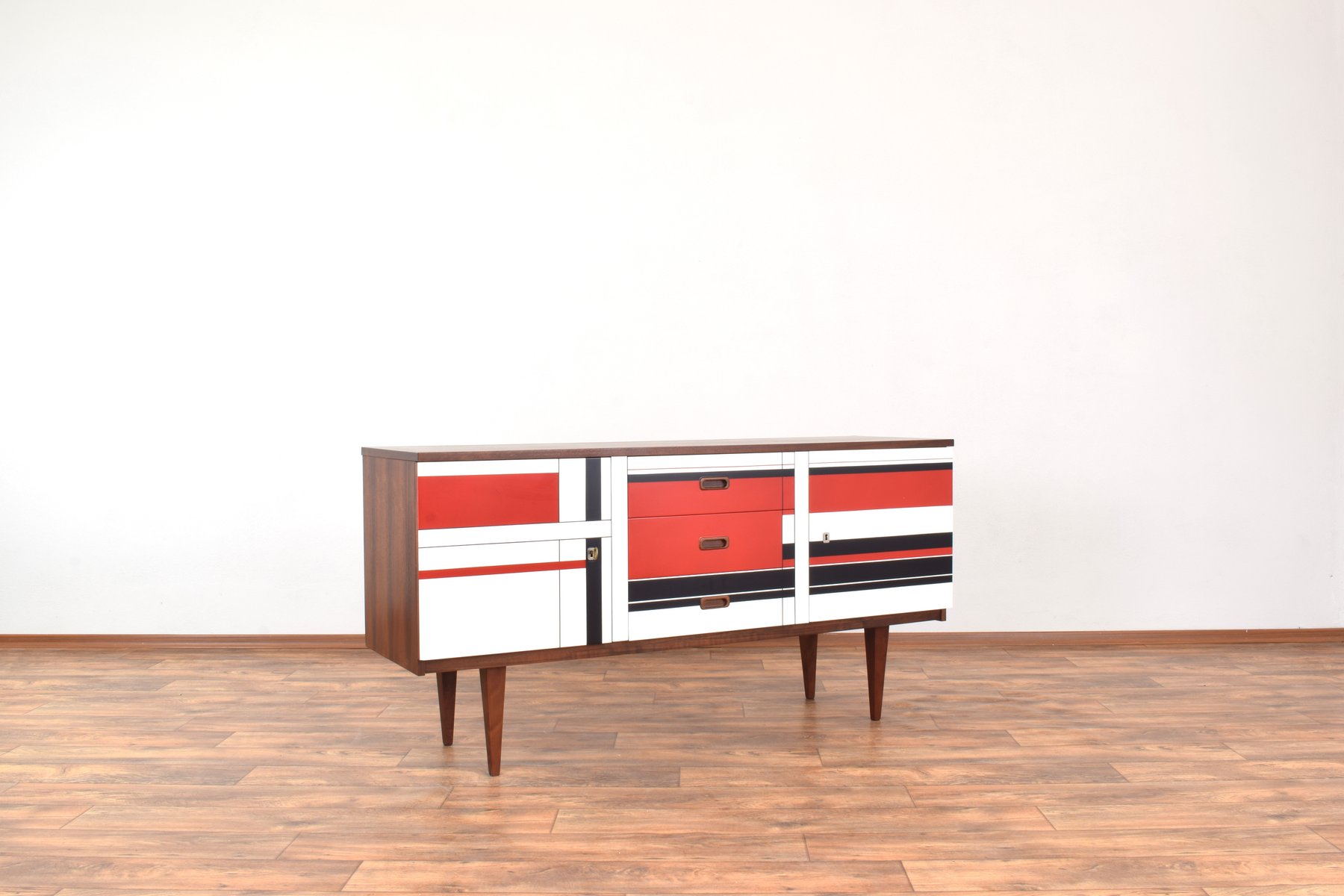 Mid-Century Walnut Sideboard with Hand-Painted Pattern, 1960s for sale ...