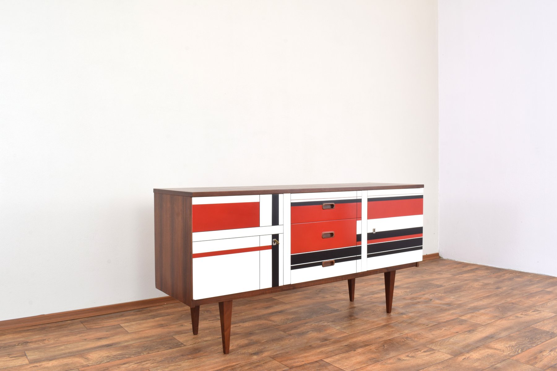 Mid-Century Walnut Sideboard with Hand-Painted Pattern, 1960s for sale ...