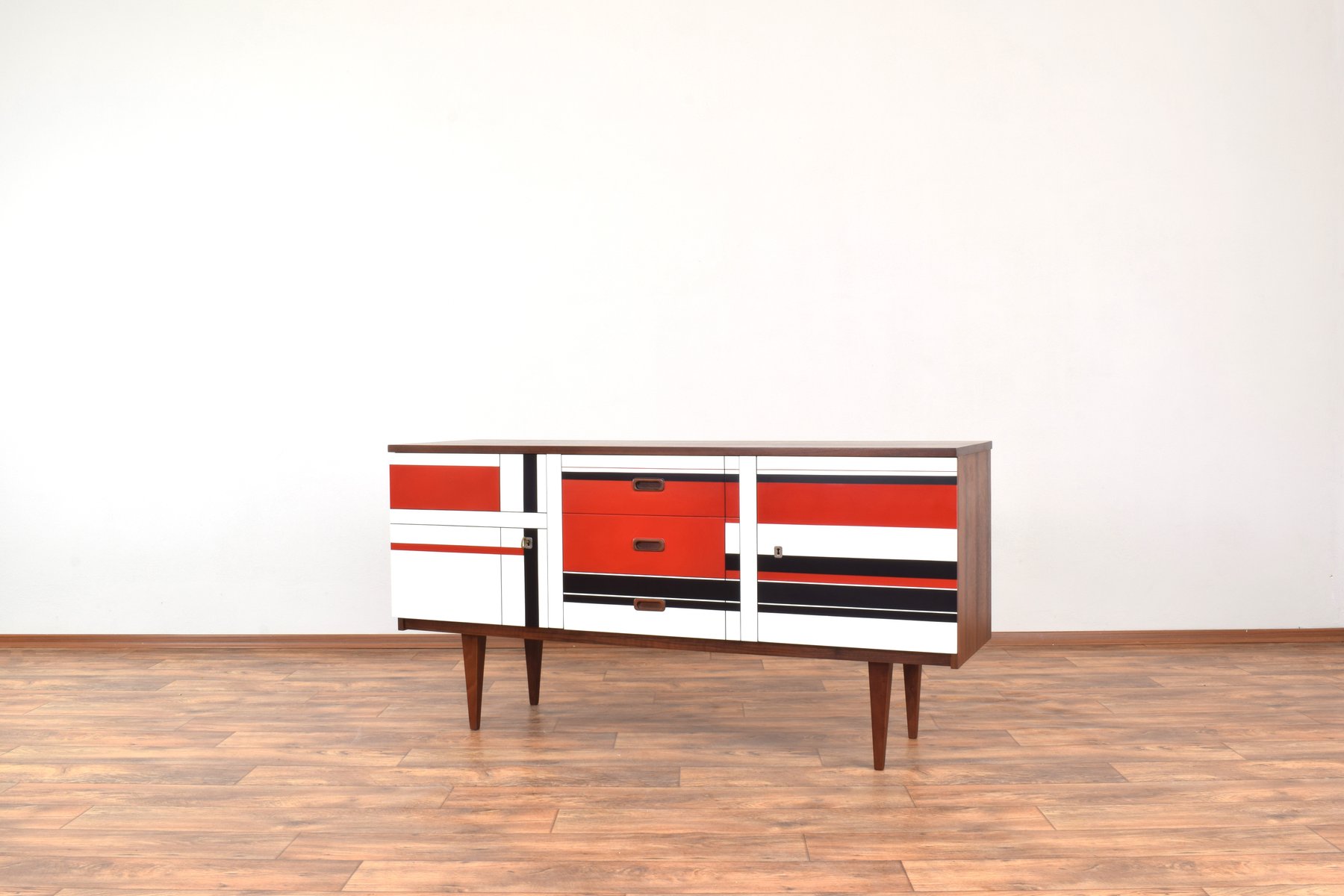 Mid-Century Walnut Sideboard with Hand-Painted Pattern, 1960s for sale ...