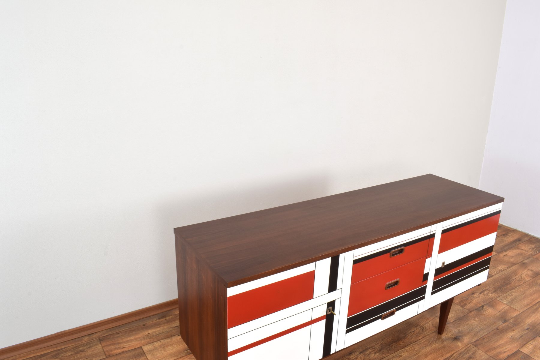Mid-Century Walnut Sideboard with Hand-Painted Pattern, 1960s for sale ...
