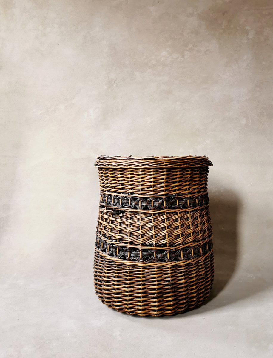Vintage Laundry Basket in Rattan, 1970s for sale at Pamono