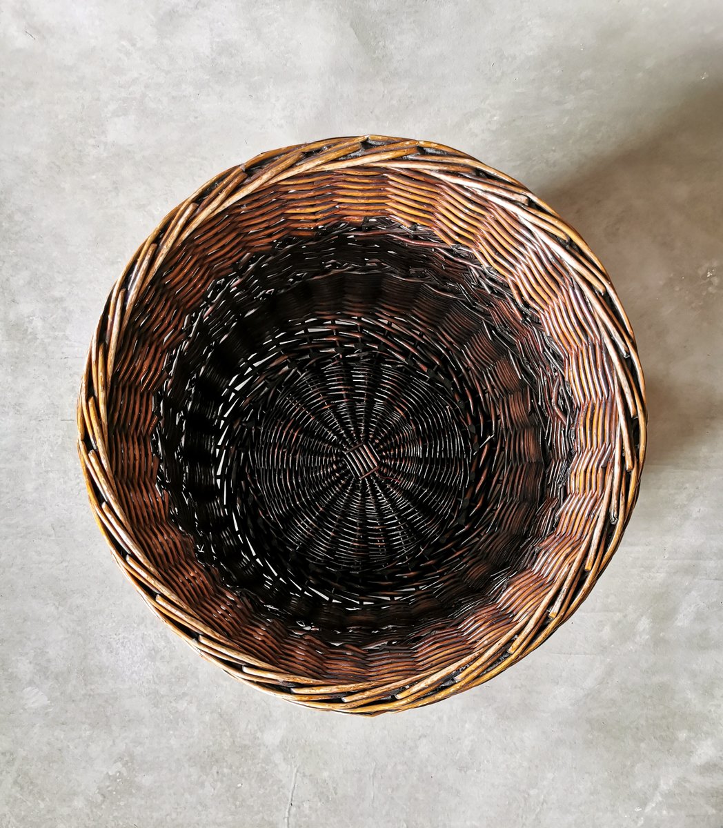 Vintage Laundry Basket in Rattan, 1970s for sale at Pamono