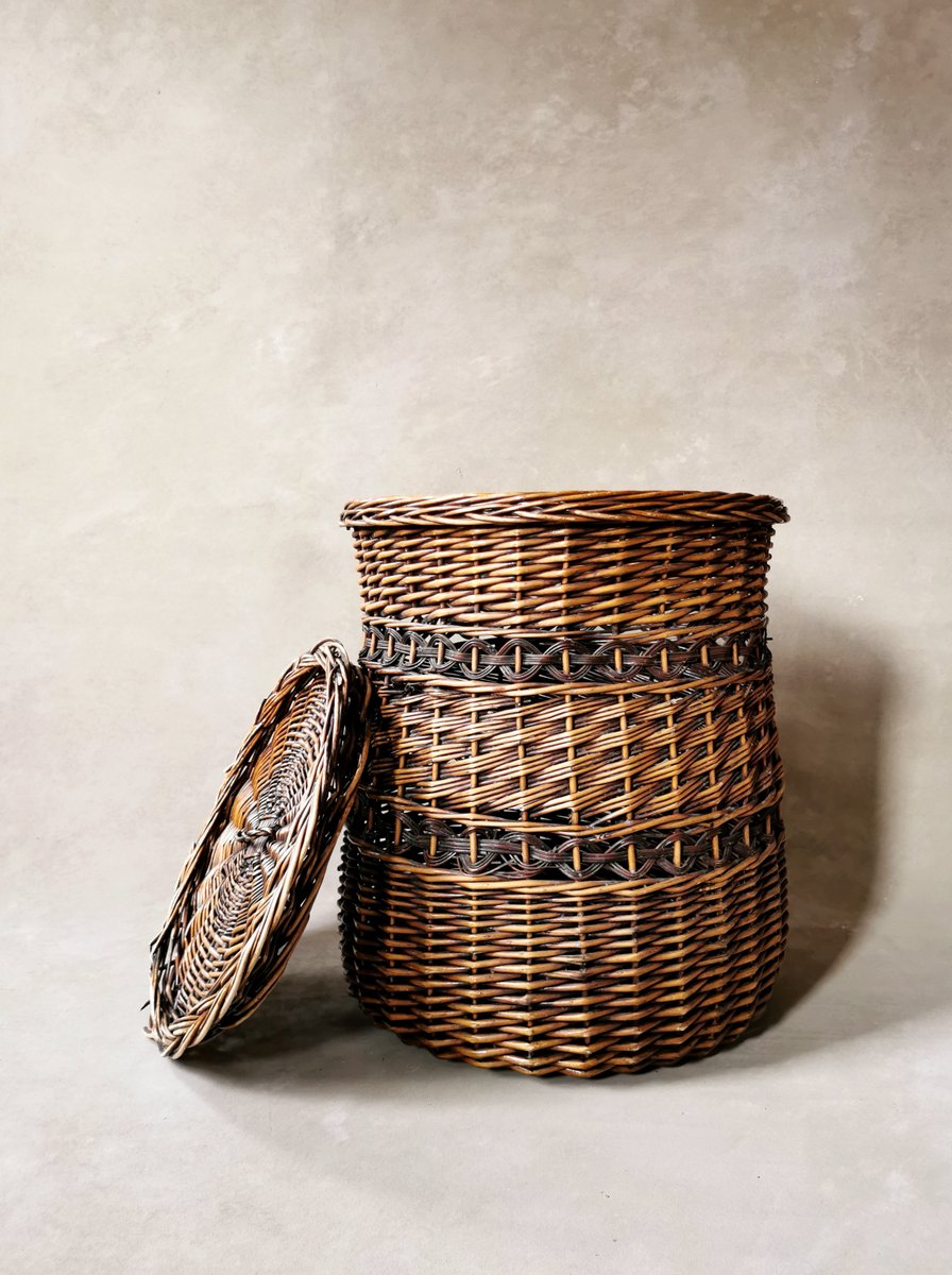 Vintage Laundry Basket in Rattan, 1970s for sale at Pamono