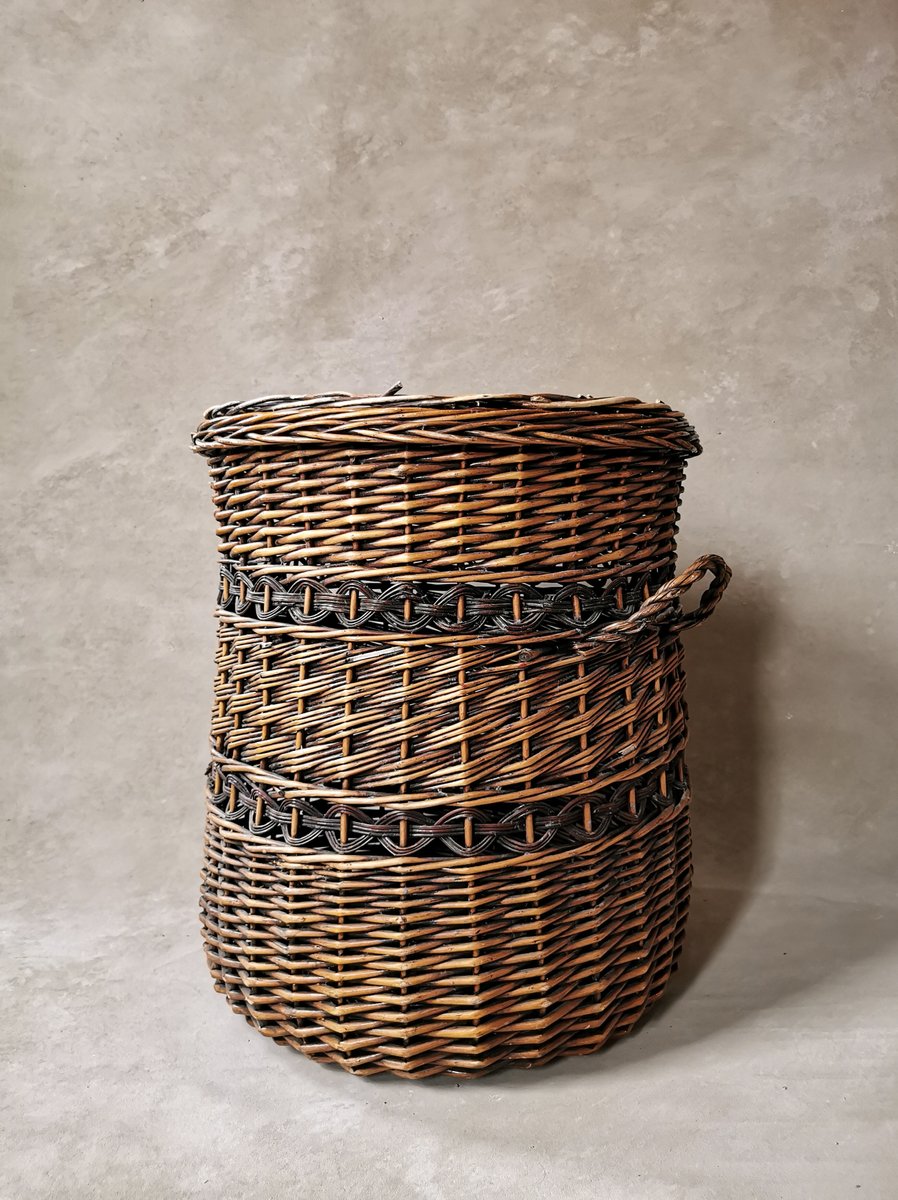 Vintage Laundry Basket in Rattan, 1970s for sale at Pamono