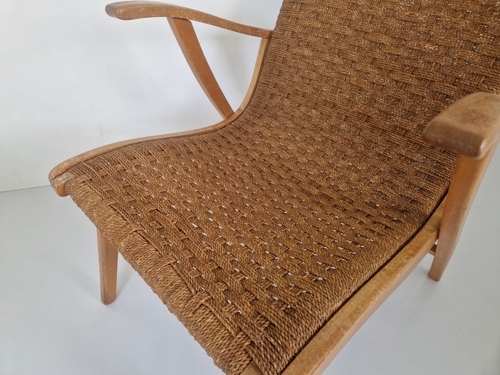 Rope and Beech Wood Easy Chair by Bas Van Pelt for Vroom & Dreesman ...