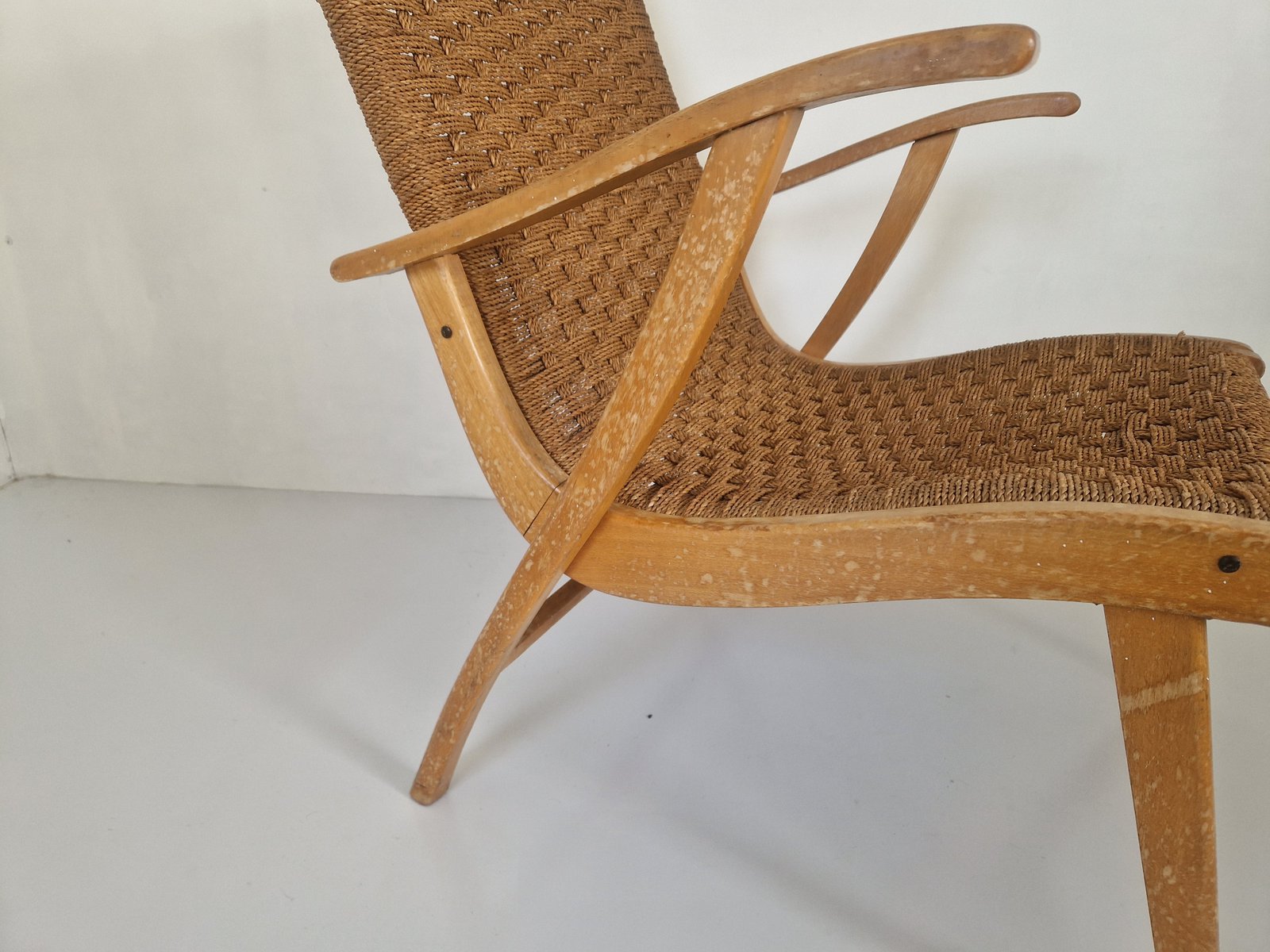 Rope and Beech Wood Easy Chair by Bas Van Pelt for Vroom & Dreesman ...