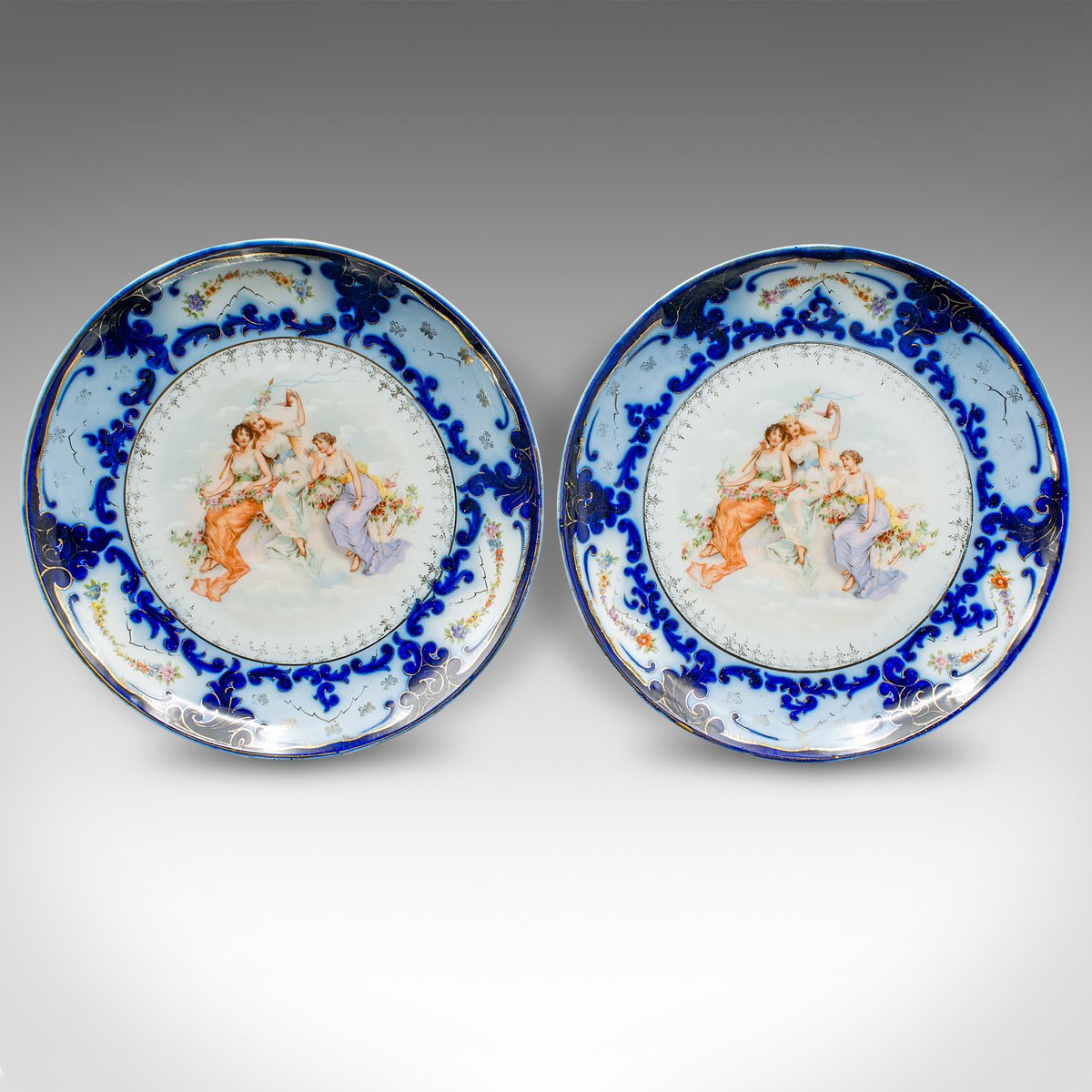 Austrian Ceramic Display Plates, 1890s, Set of 2 for sale at Pamono