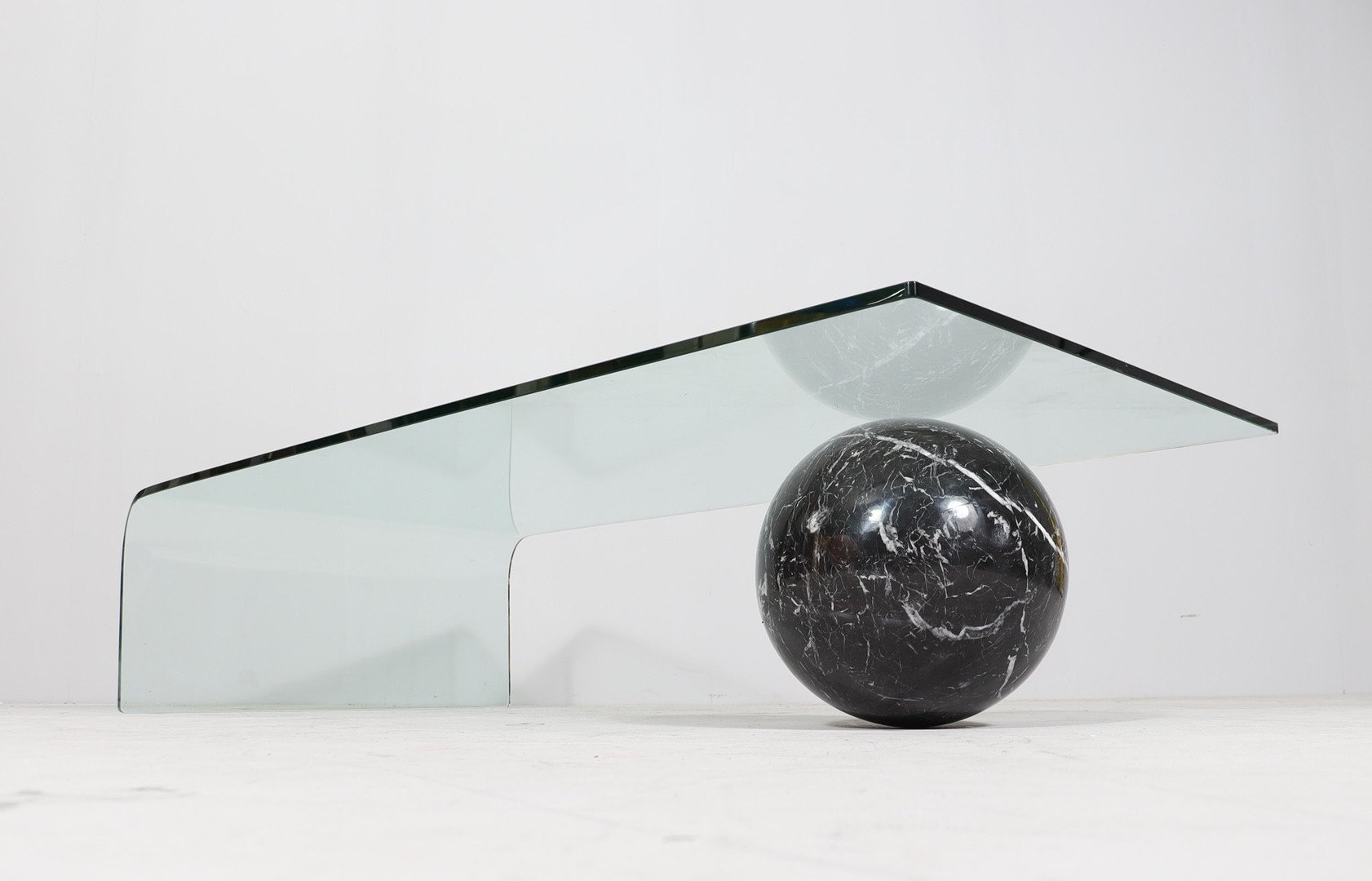 Coffee Table with Marble Globe/Sphere by Giorgio Cattelan, Italy, 1970s for sale at Pamono