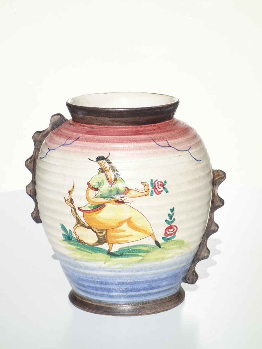 Art Deco Italian Albisola Ceramic Vase, 1930s for sale at Pamono