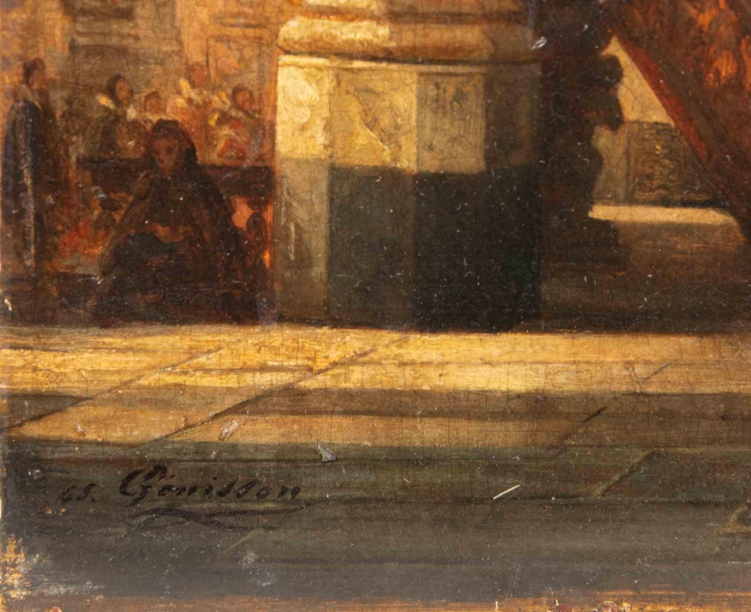 Jules Victor Génisson, Interior of Church, Oil on Board, Mid-19th ...